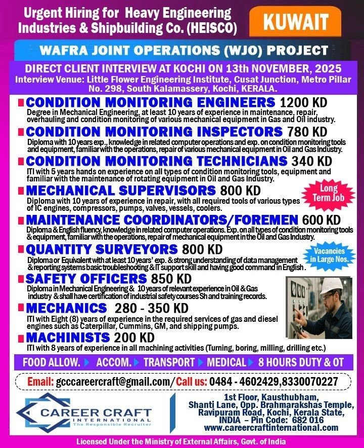 Urgent Hiring for Heavy Engineering Industries & Shipbuilding Co ...