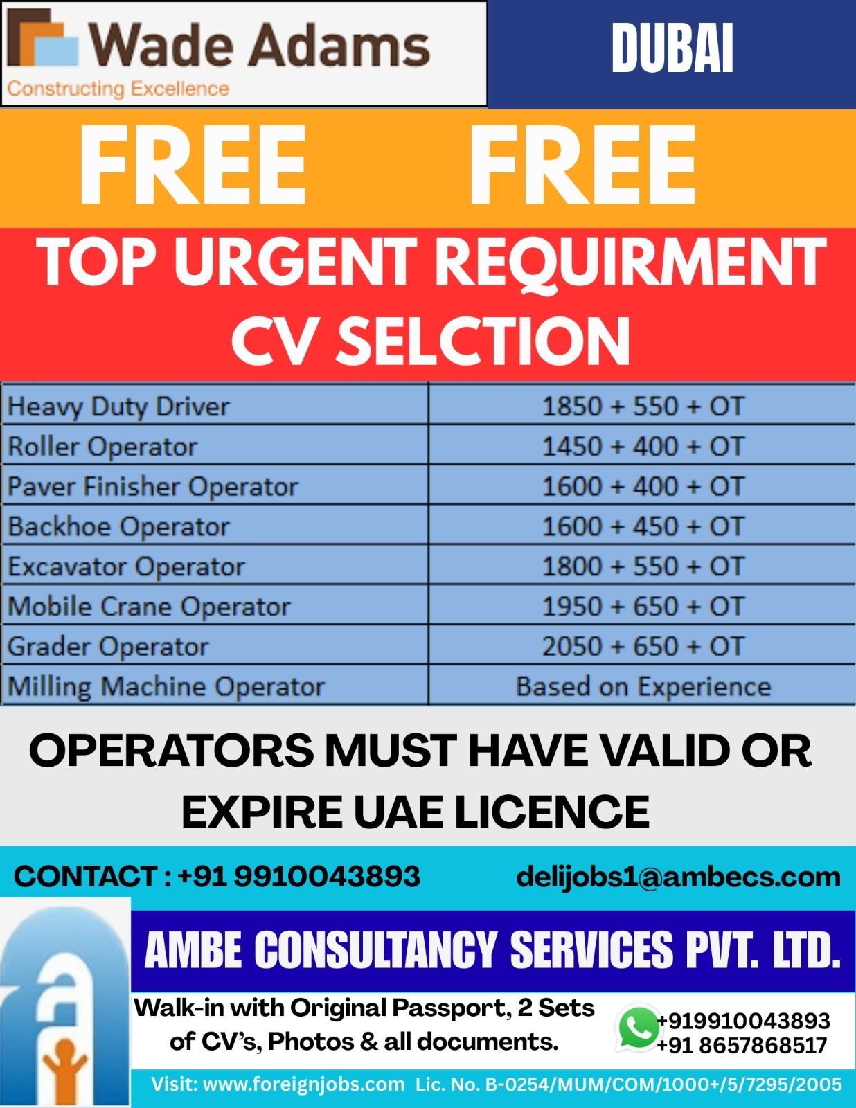 Wade Adams Dubai Jobs 2026: CV Selection - ASSIGNMENT ABROAD TIMES PDF ...