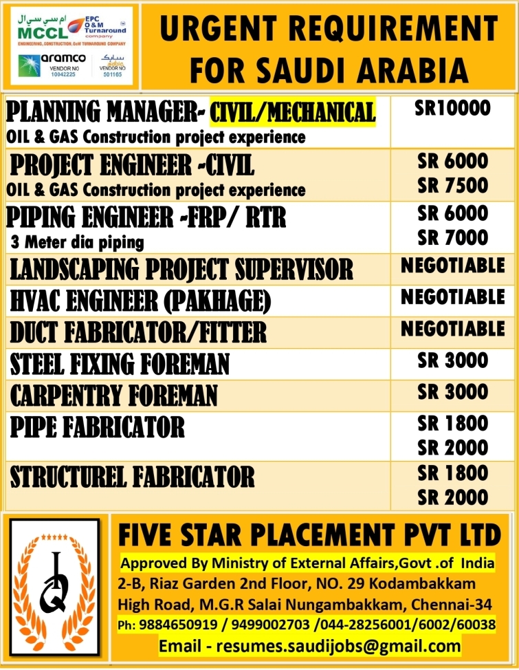 URGENT REQUIREMENT FOR SAUDI ARABIA - ASSIGNMENT ABROAD TIMES PDF ...