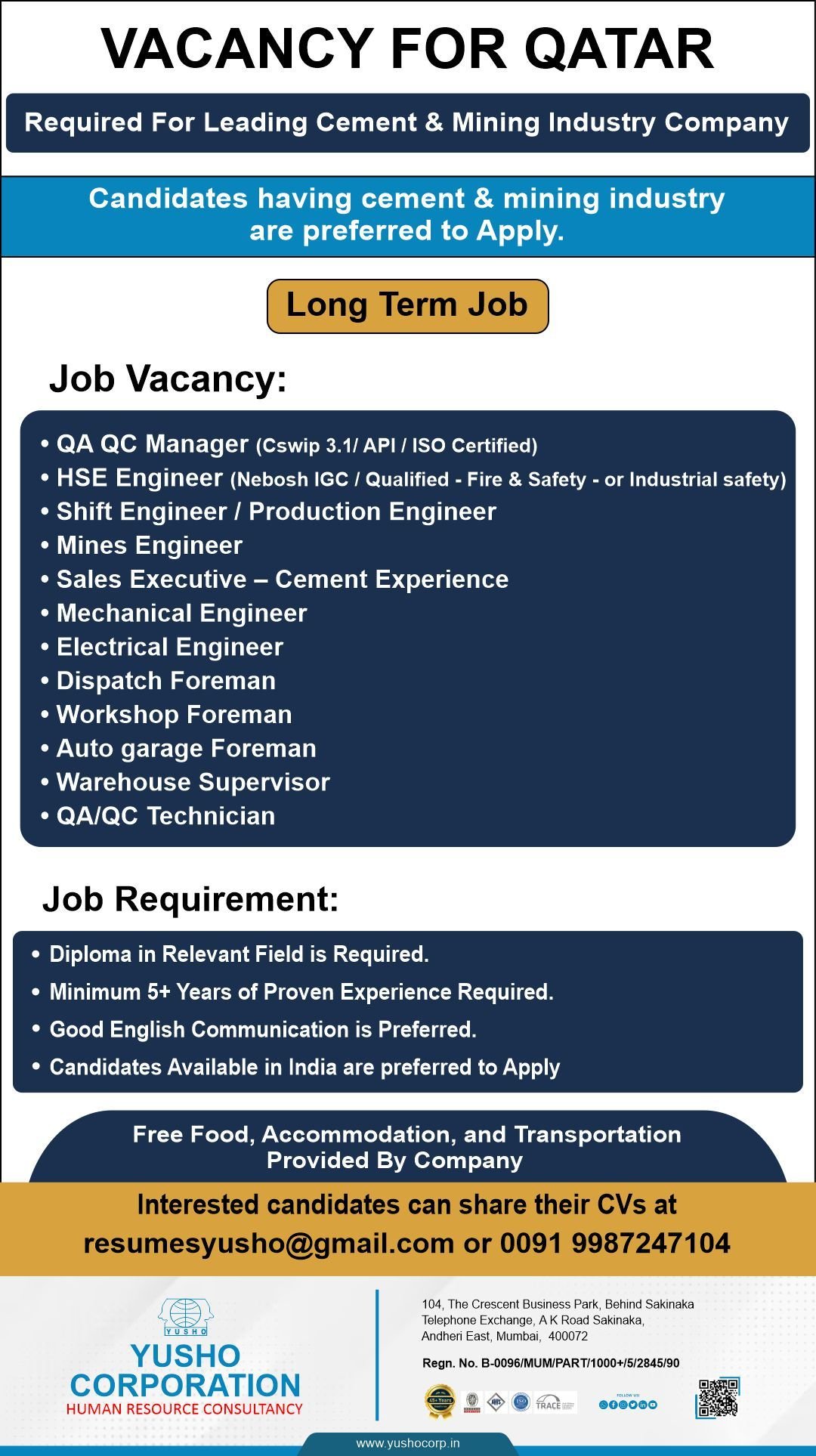 Qatar Cement and Mining Industry Jobs 2026 - ASSIGNMENT ABROAD TIMES ...